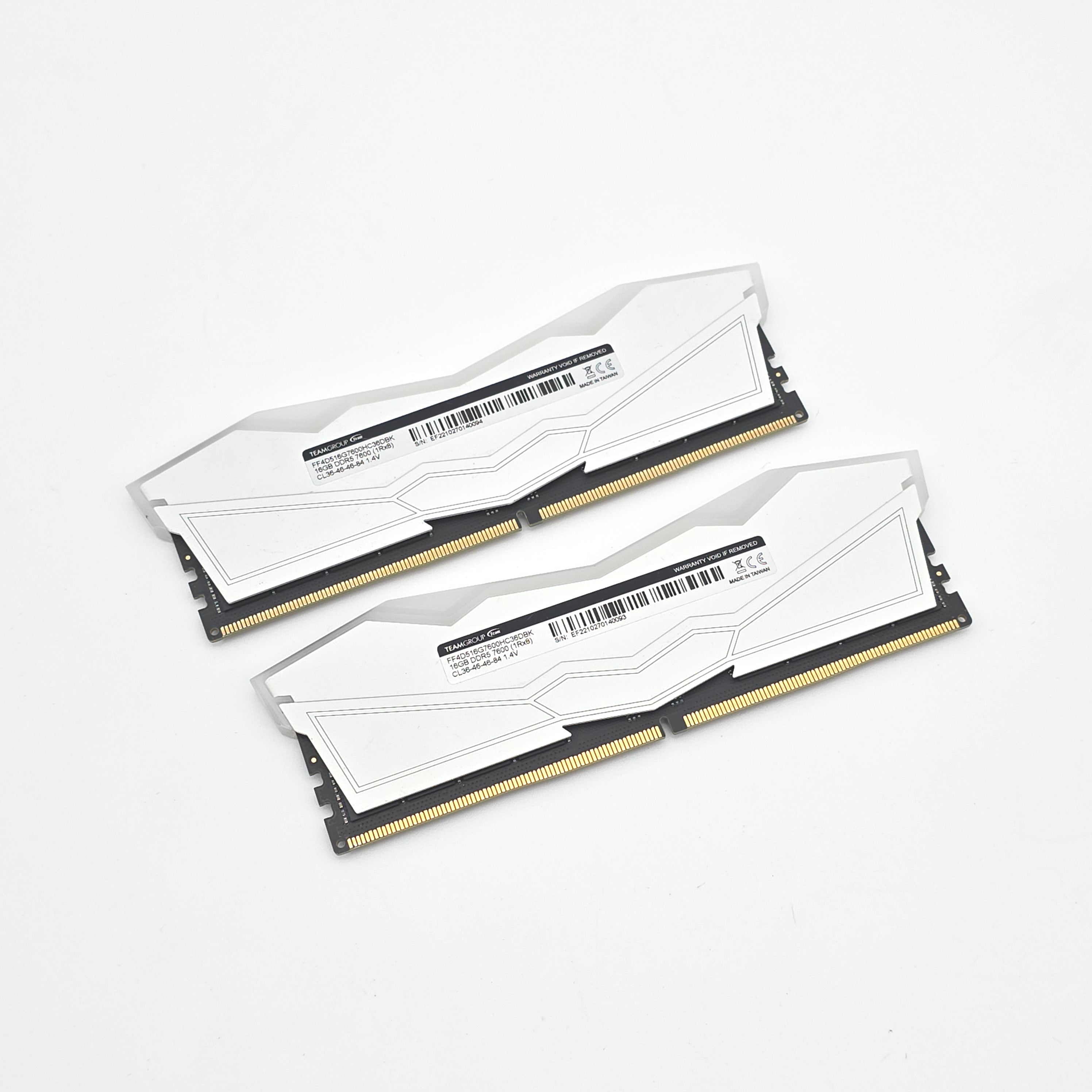 Teamgroup TForce Delta White RGB 32GB DDR5 RAM, 7600MHz, CL36-46-46-84 ...